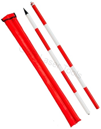 GSR Ranging Pole 2x1m with 20cm R&W markings & 5/8x11 Thread – Lasertools